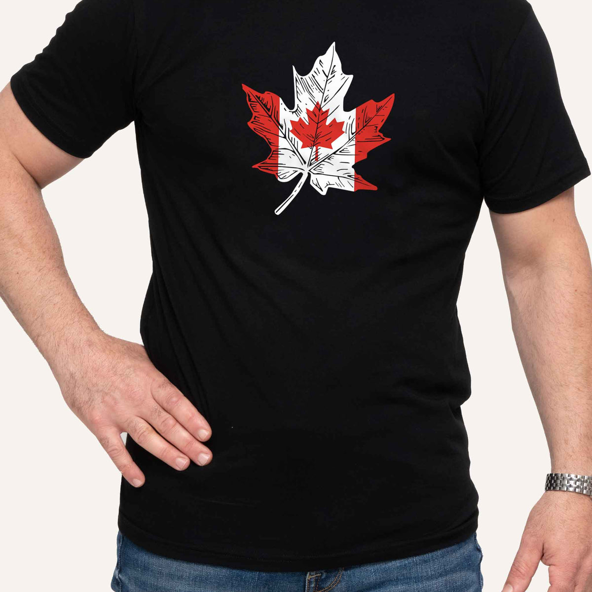 Canada Flag in Maple Leaf - Men's/Unisex T-Shirt - Made in Canada ...